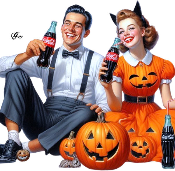 Tube Halloween - Couple - Coca cola - PNG