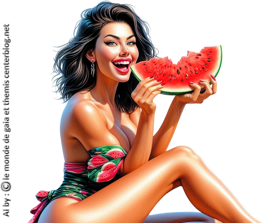 AI Tubes PNG - Femmes Pastèque - Watermelon Fruit - IA PNG