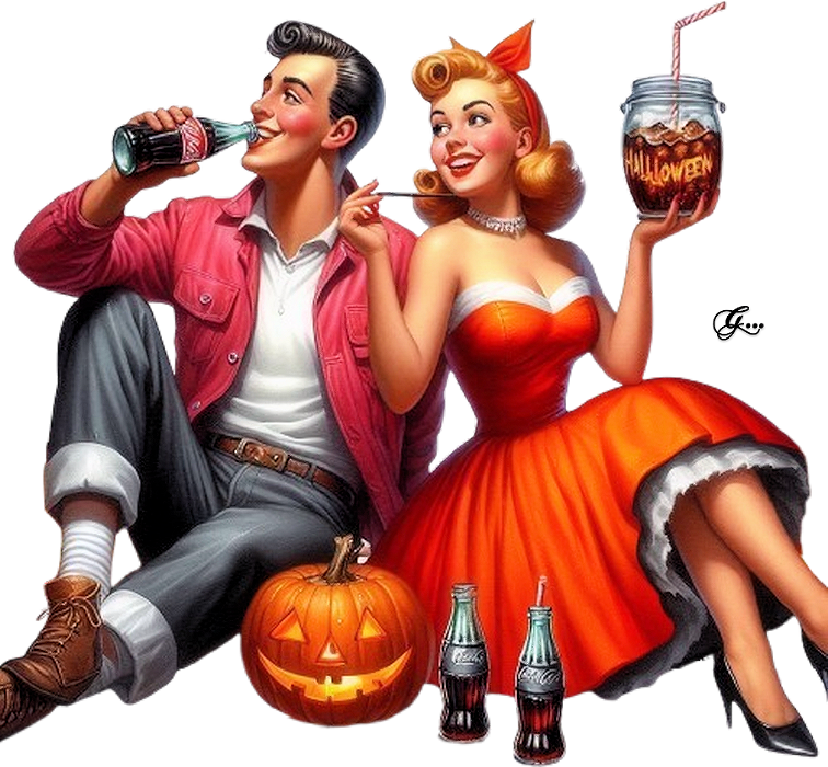 Tube Halloween - Couple - Coca cola - PNG